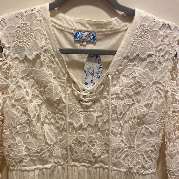 Dresses | White Lace Crisscross Dress | Poshmark